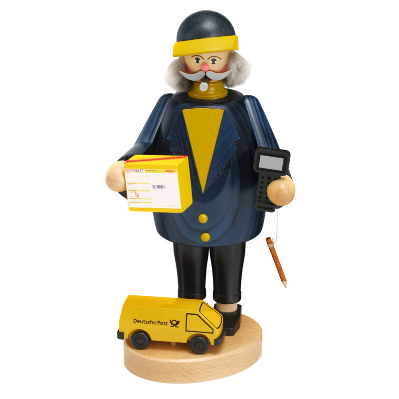 Räuchermann Postbote sitzend - Erzgebirgskunst Drechsel