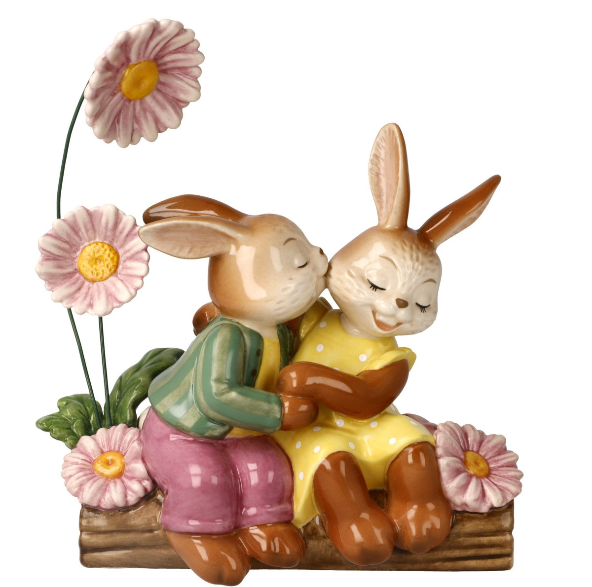 Osterhasenpaar So lieb hab ich Dich - Erzgebirgskunst Drechsel