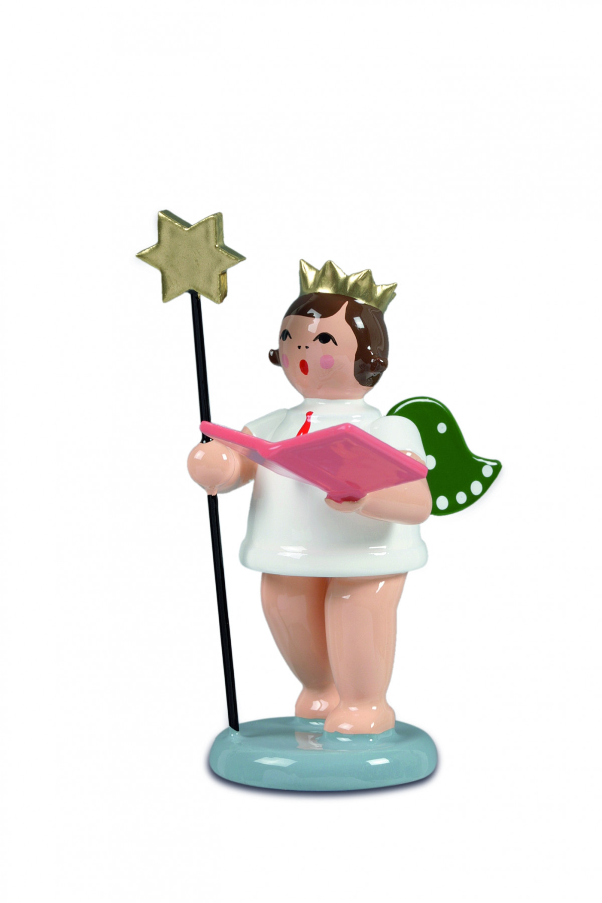 Engel mit Stern und Buch mit Krone - Erzgebirgskunst Drechsel