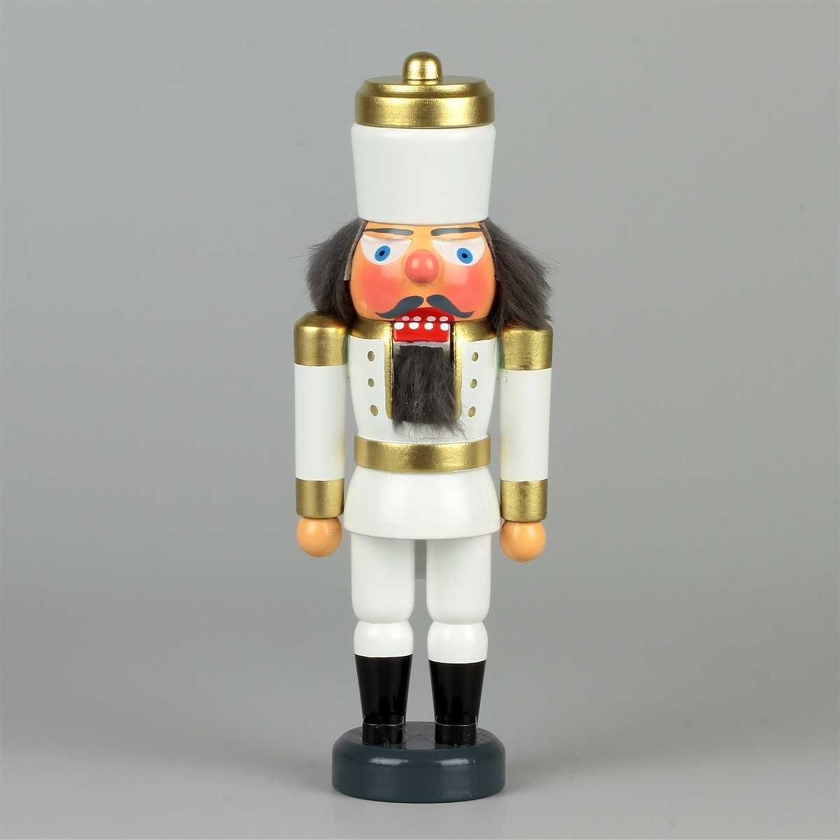Kleiner Nussknacker König weiß - Erzgebirgskunst Drechsel